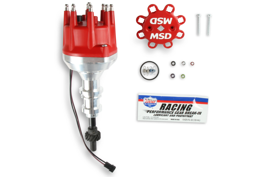 MSD Pro-Billet Distributor w/ Red Cap and Steel Gear For Ford 351W Eng ...