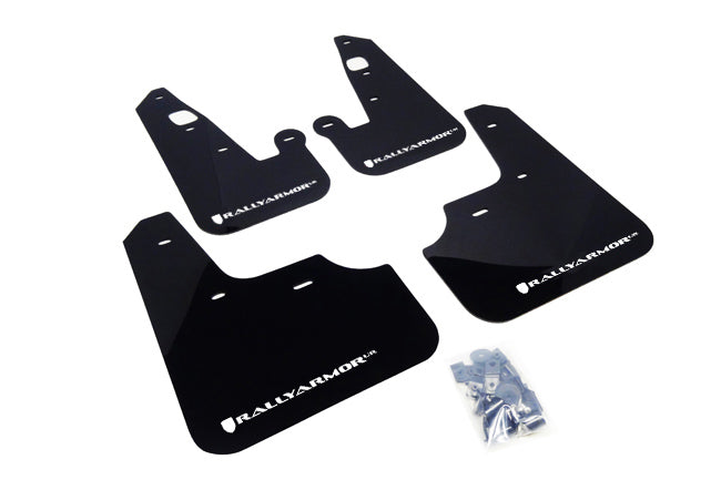 Rally Armor Black UR Mud Flaps w/ White Logo For 2007-2017 Mitsubishi ...
