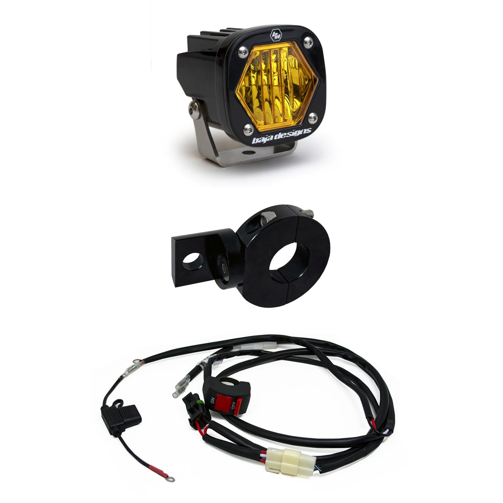 Baja Designs Electric Start Pit Bike S1 Moto Kit Baja Amber Wide Corne ...