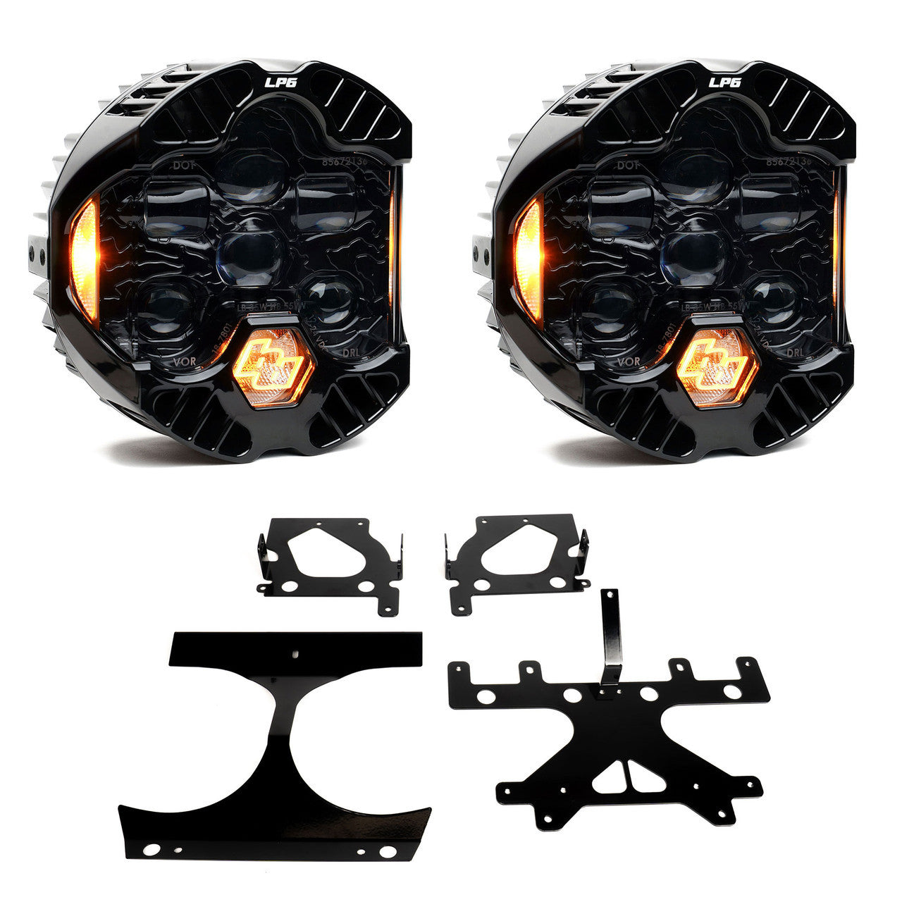 Baja Designs DOT LP6 Dual Headlight Kit Amber DRL For 2015-2023 Harley ...