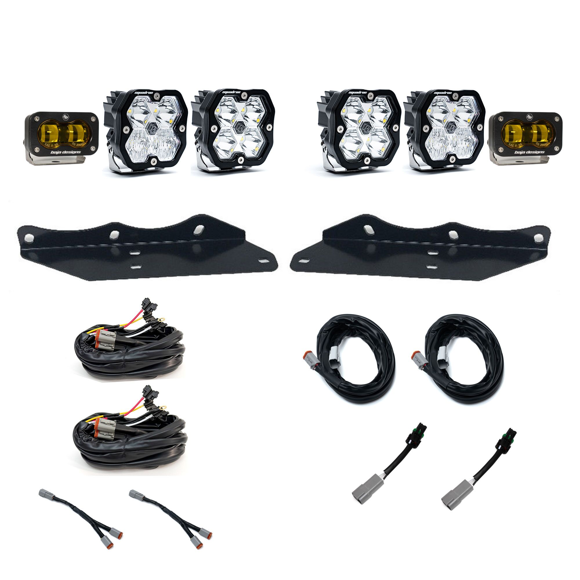 Baja Designs Squadron 2.0 Sport/S2 SAE Baja Amber Fog Pocket Kit 17-20 ...