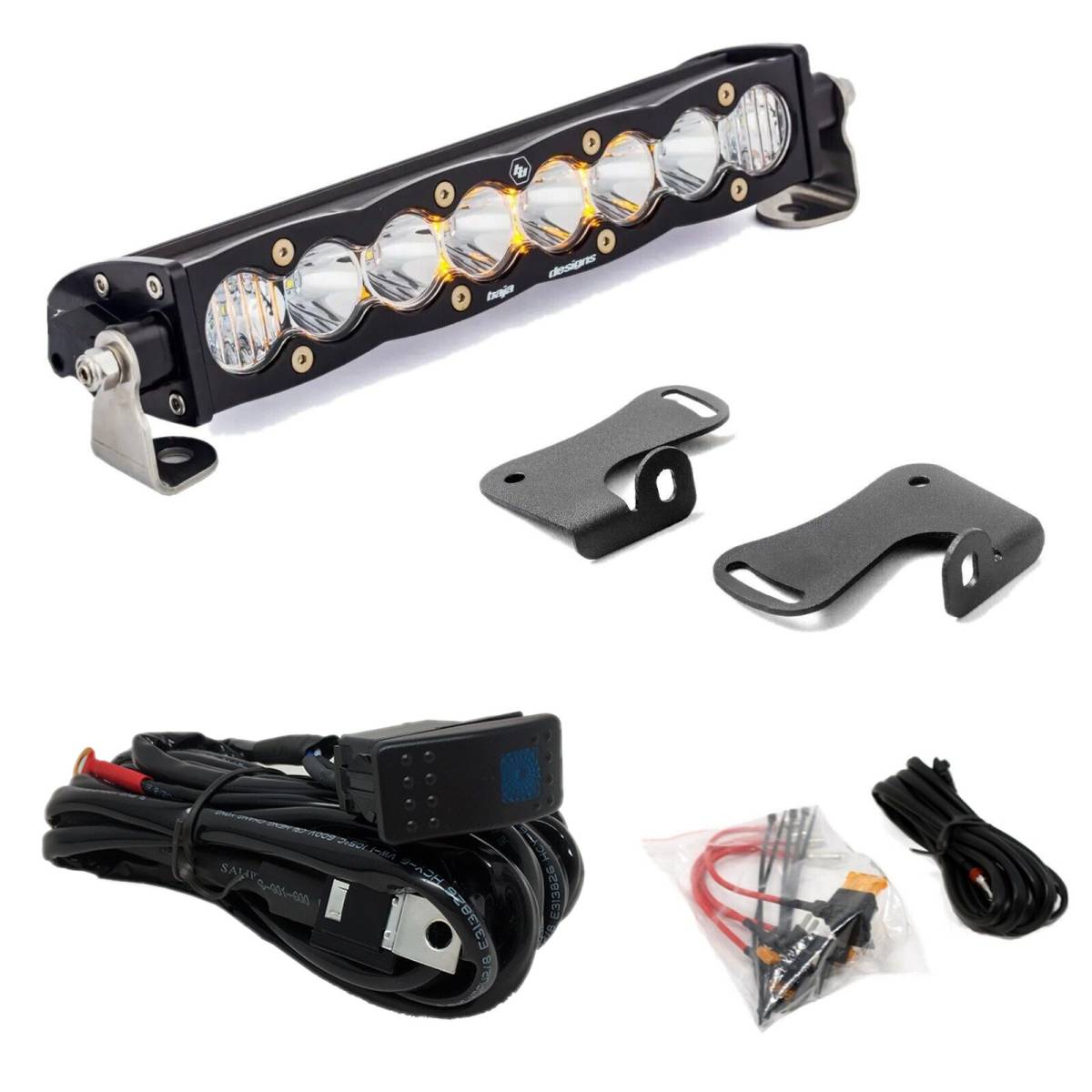 Rudy's Custom Baja Designs S8 Hood Mount Light Bar Kit & Rocker Switch ...