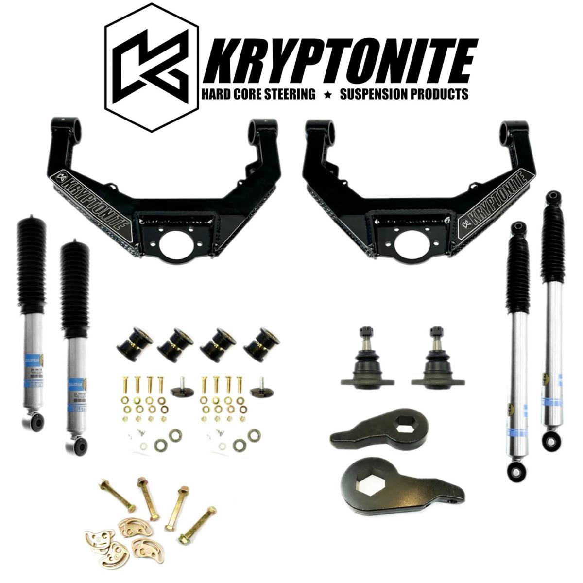 Kryptonite Stage 3 Leveling Kit/Bilstein Shocks/Cam Bolts For 01-10 GM ...