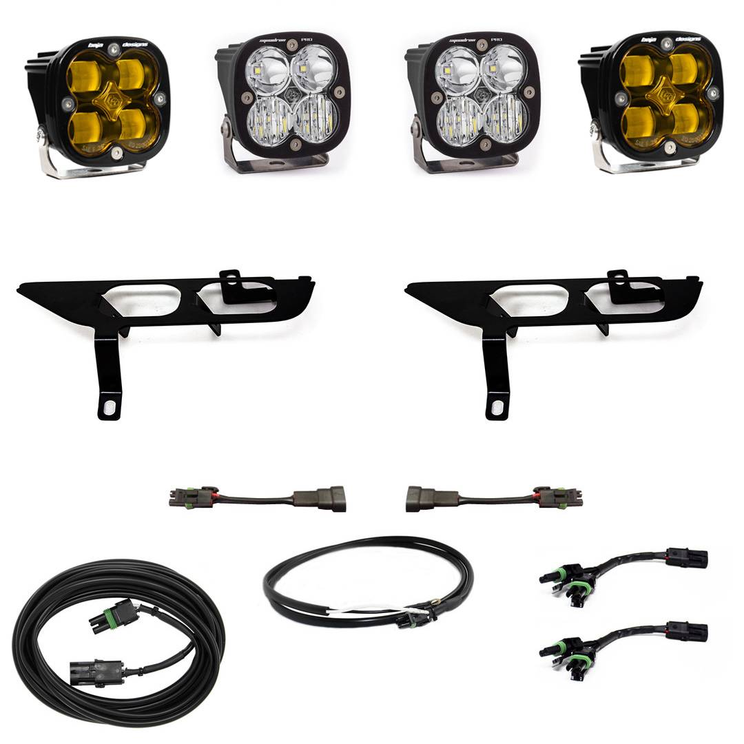 Baja Designs Squadron SAE/Pro Amber Fog Light Kit W/ Upfitter Harness ...