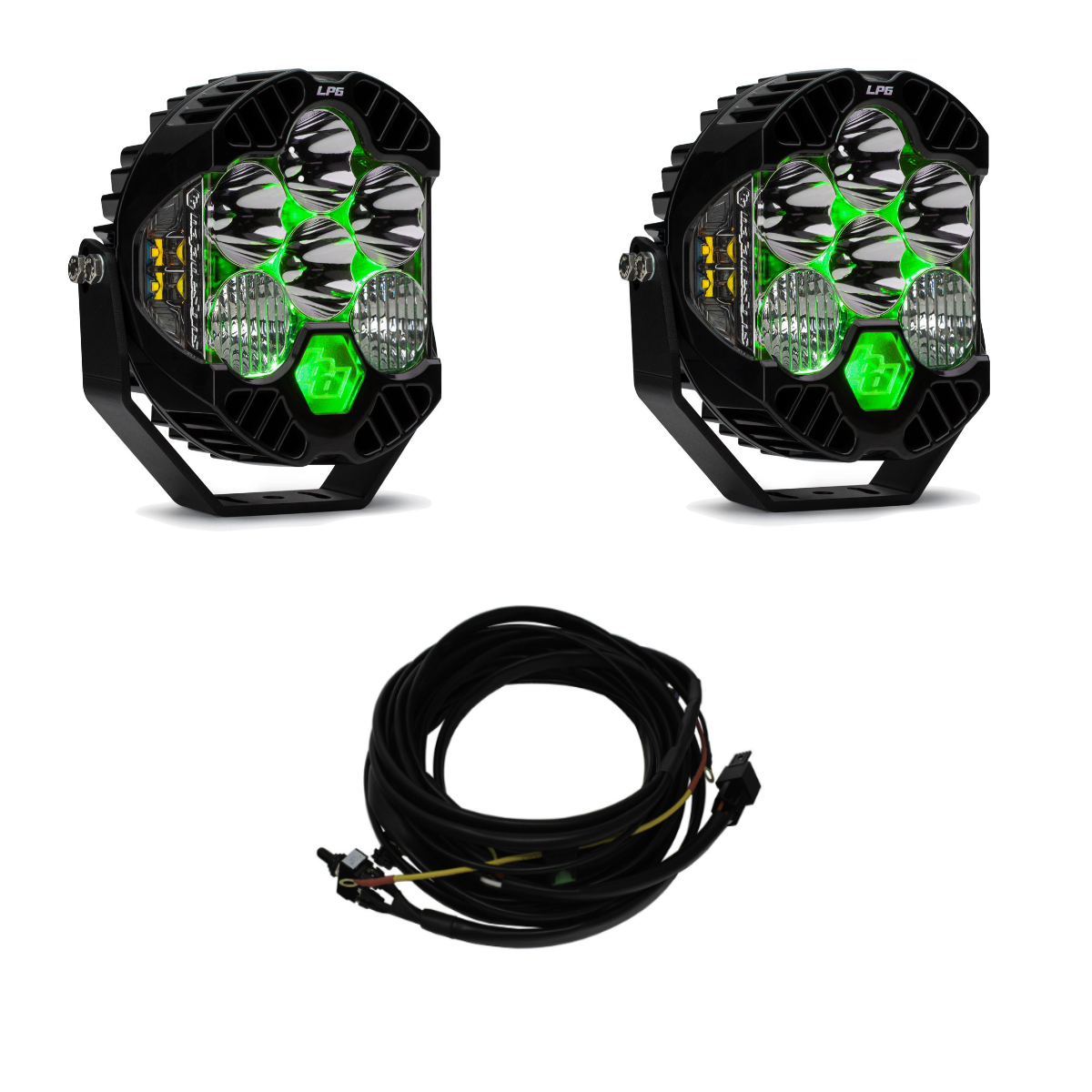 Baja Designs LP6 Pro Driving/Combo Pod Kit W/ Green Backlight-Wiring-R ...