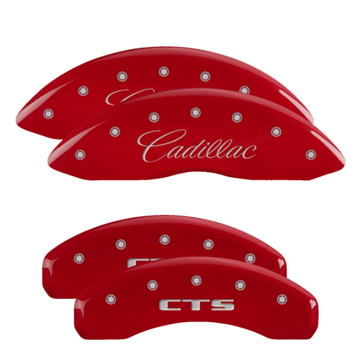 MGP Red Caliper Covers Front & Rear Set For 2009-2019 Cadillac CTS w ...