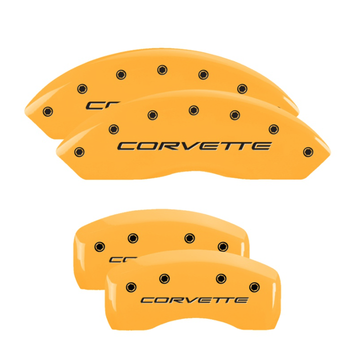 MGP Caliper Covers Set of 4 Yellow w/ Black For 1997-2004 Chevrolet Co ...
