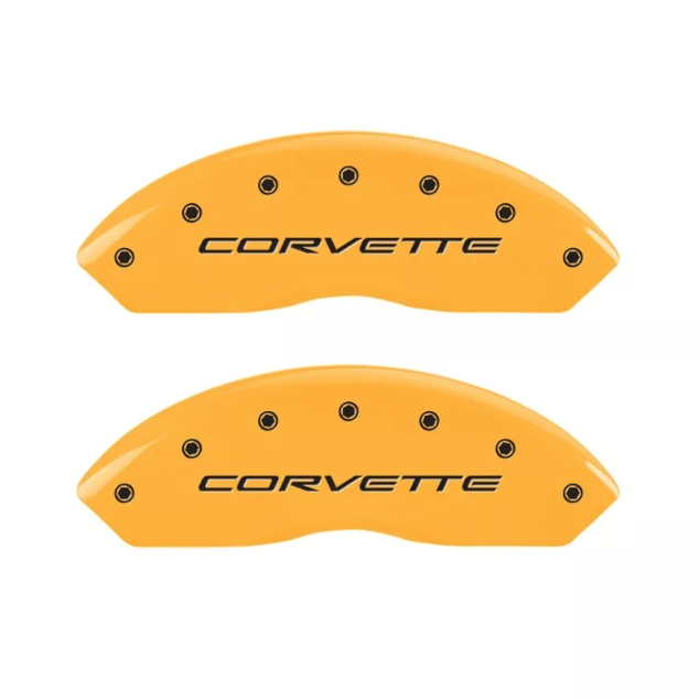 MGP Caliper Covers Set of 4 Yellow w/ Black For 1997-2004 Chevrolet Co ...