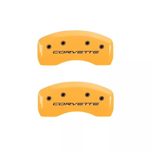 MGP Caliper Covers Set of 4 Yellow w/ Black For 1997-2004 Chevrolet Co ...