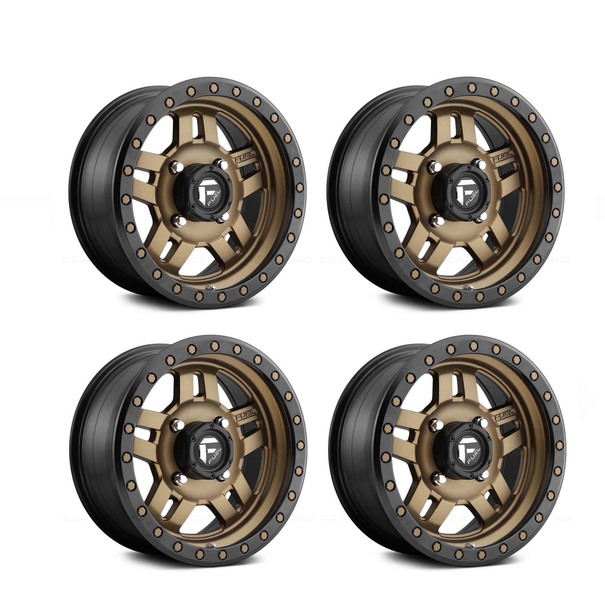 (4) 14x7 Fuel UTV D583 ANZA Bronze/Black Ring Wheels 4X156 +13 Offset ...