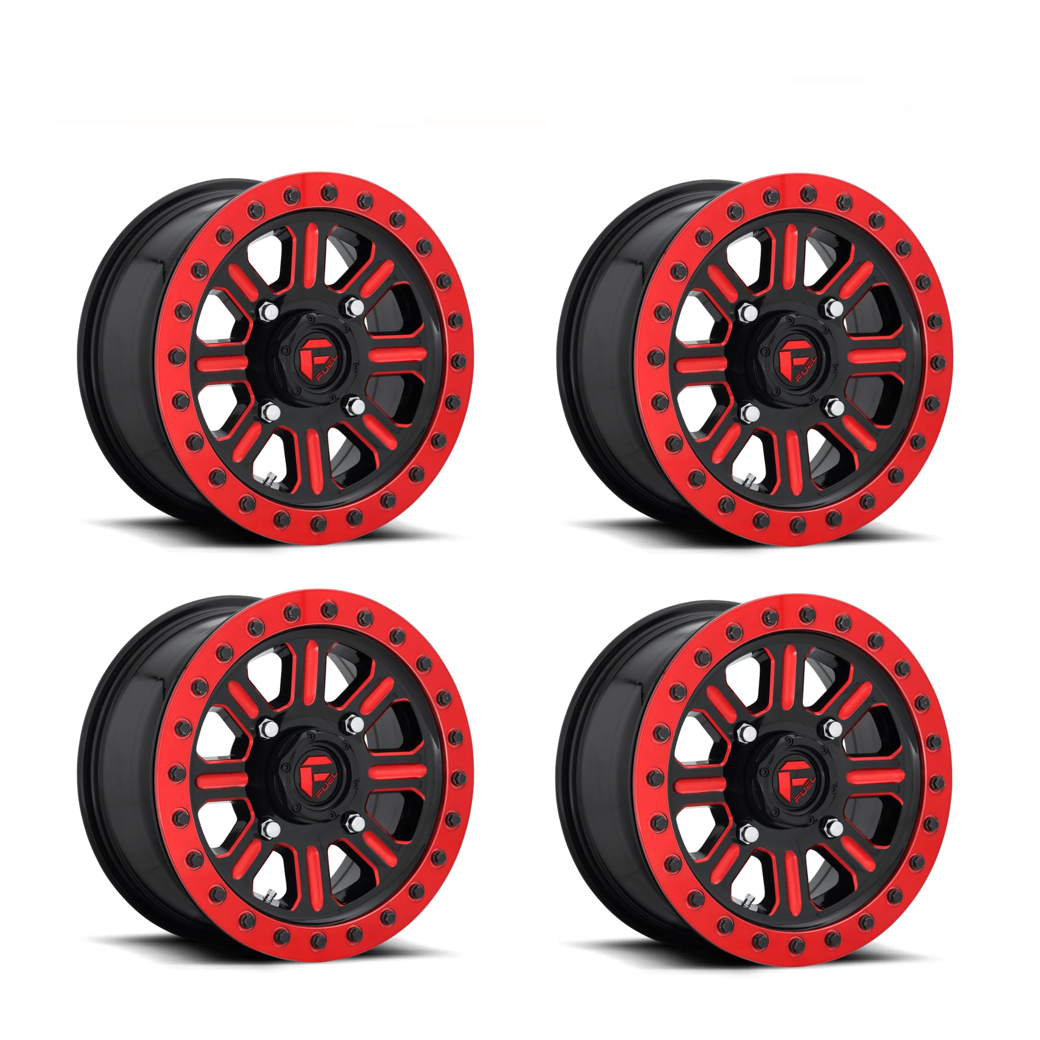 (4) 15X7 Fuel UTV D911 Hardline Beadlock Wheels Black Red Tinted 4X137 ...