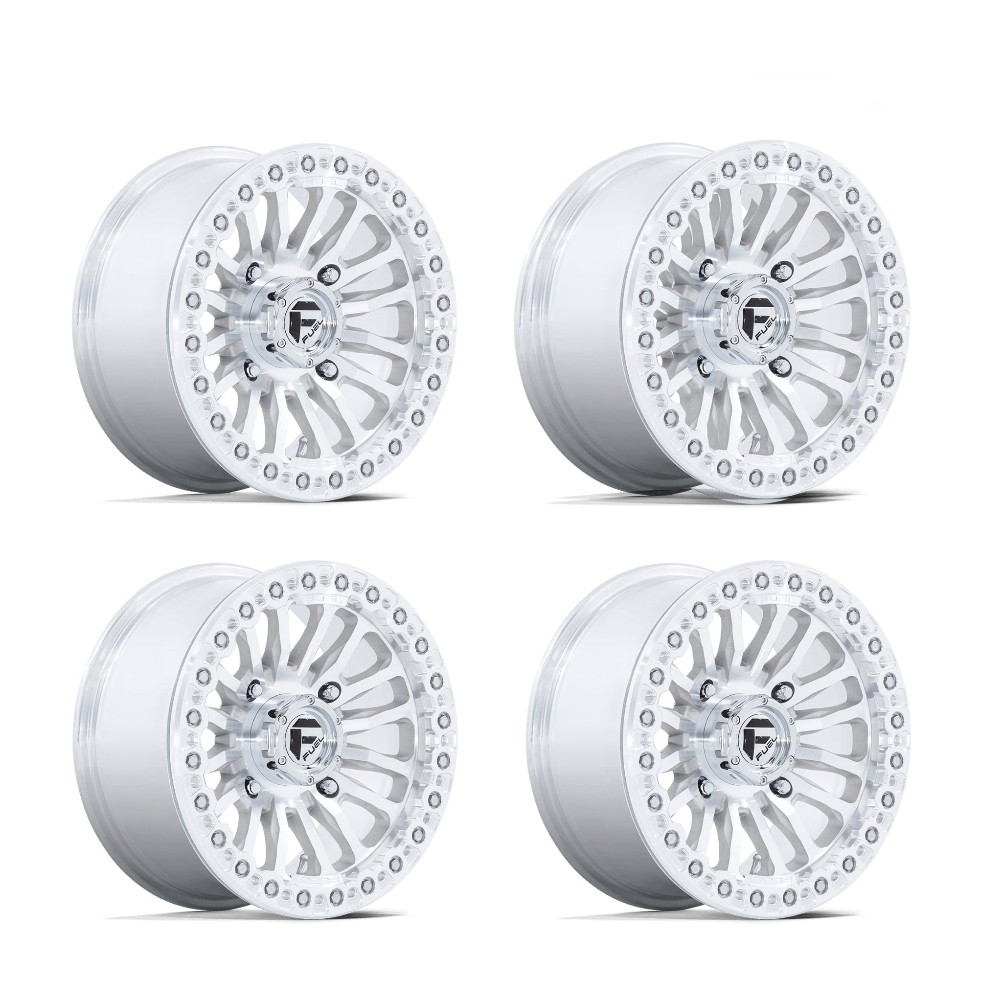(4) 15X7 Fuel UTV FV125 Rincon Beadlock Wheels Machined Silver 4X156 ...