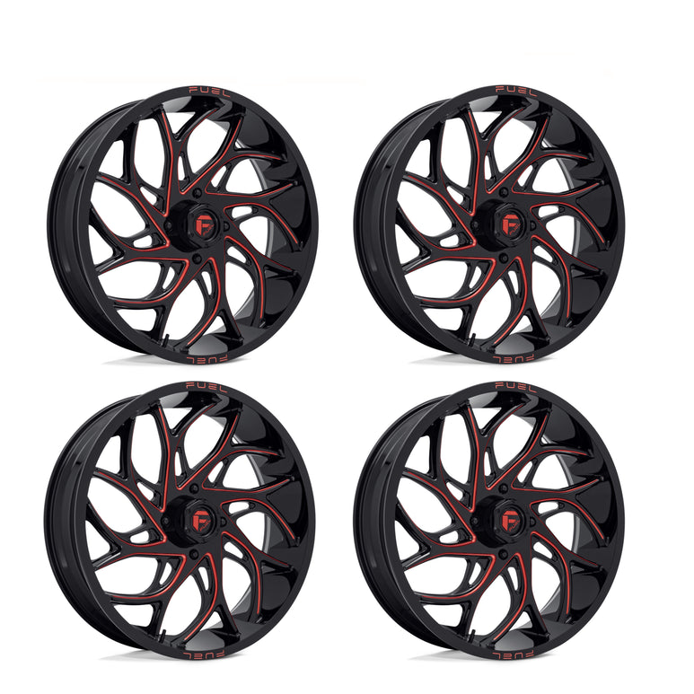 (4) 20X7 Fuel UTV D779 Runner Wheels Candy Red Milled 4x137 13 Offset ...