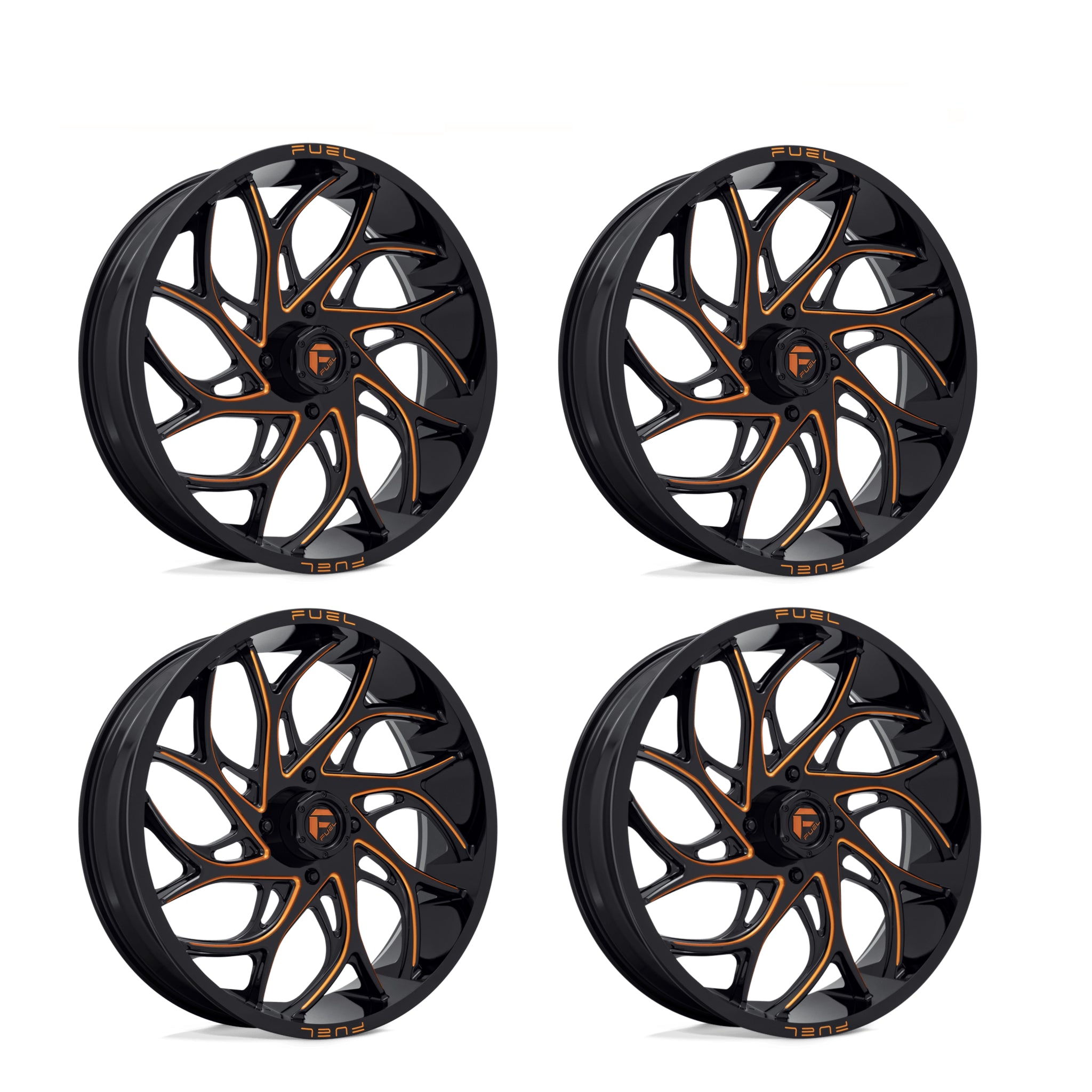 (4) 20X7 Fuel UTV D780 Runner Wheels Orange Milled 4X156 13 Offset 4.5 ...