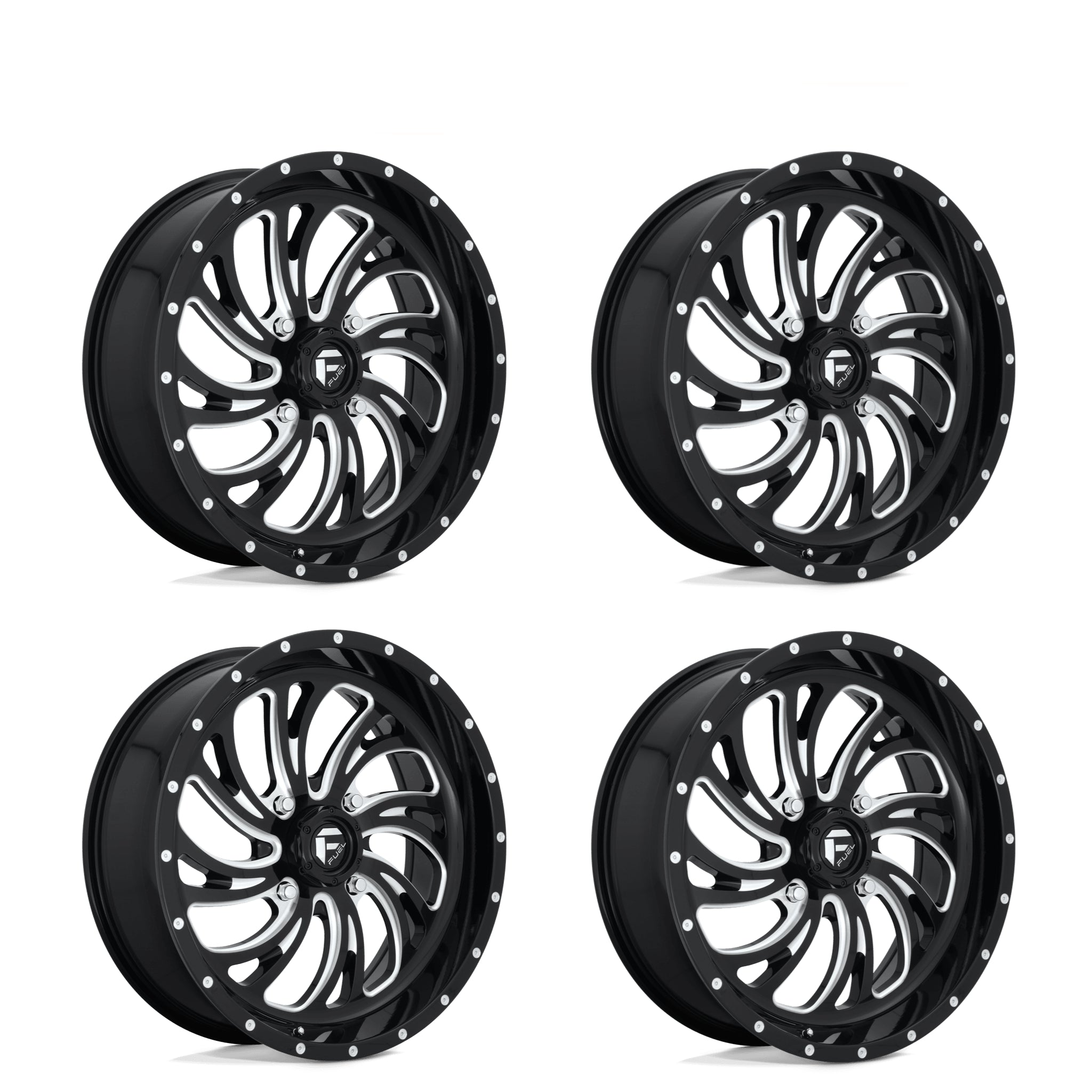 (4) 20X7 Fuel UTV D641 Kompressor Wheels Gloss Black Milled 4X156 13 O ...