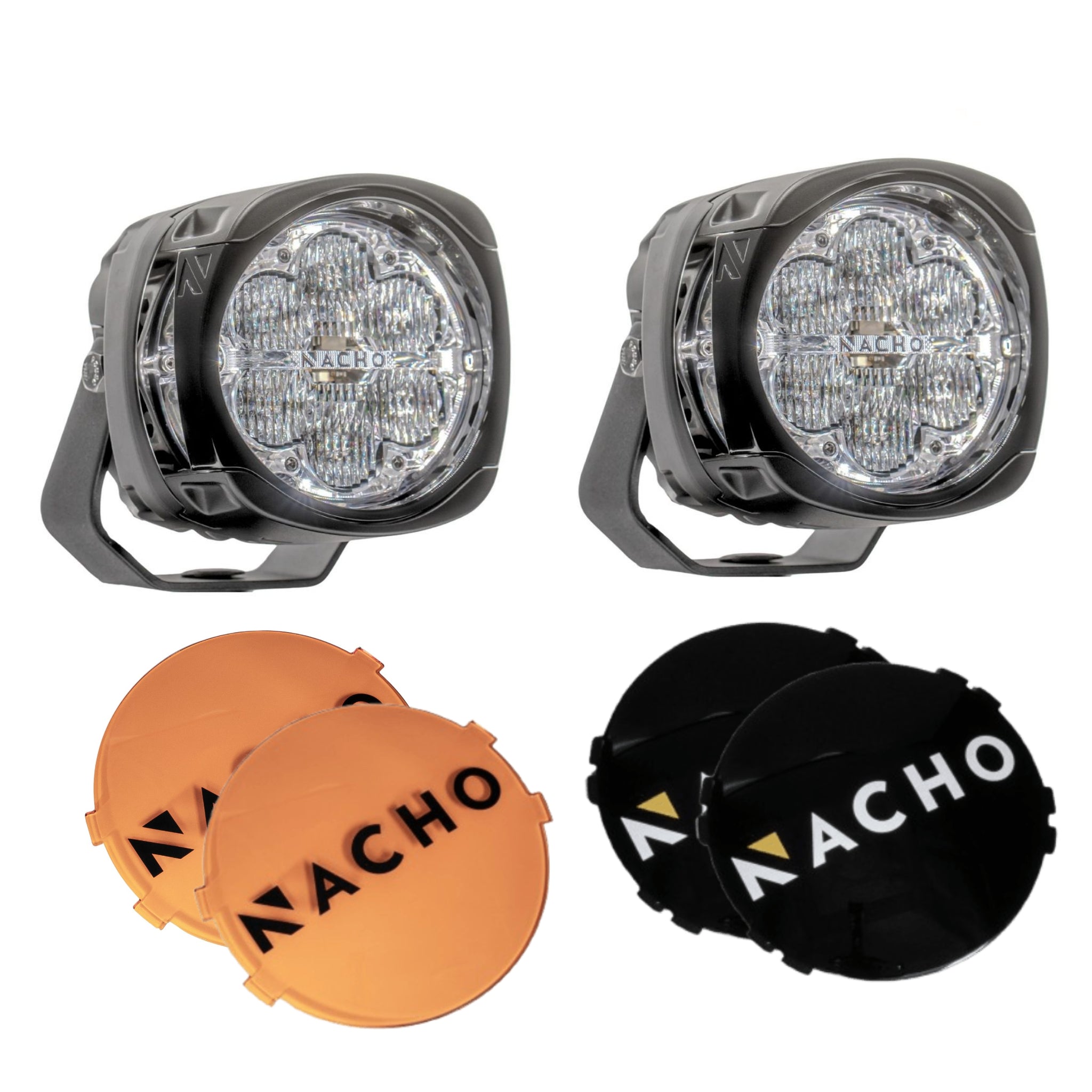 ARB Nacho Quatro 4 Inch LED Flood Lights Pair High/Low 120W with Amber ...