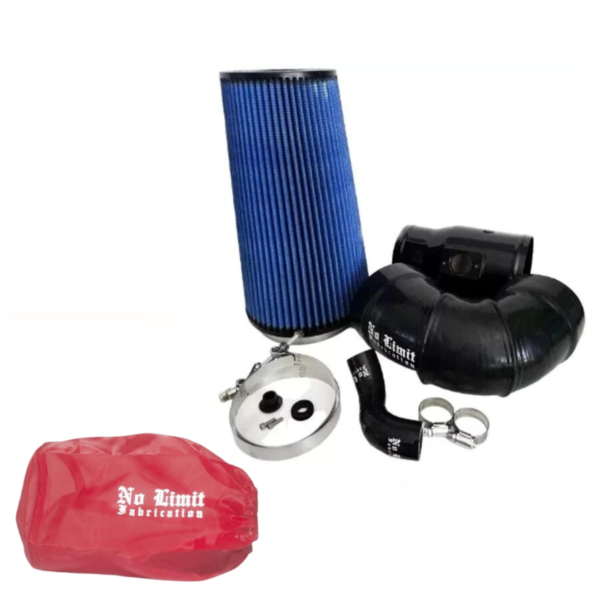 No Limit Fabrication Black Cold Air Intake with Pro5R Filter and Red P ...