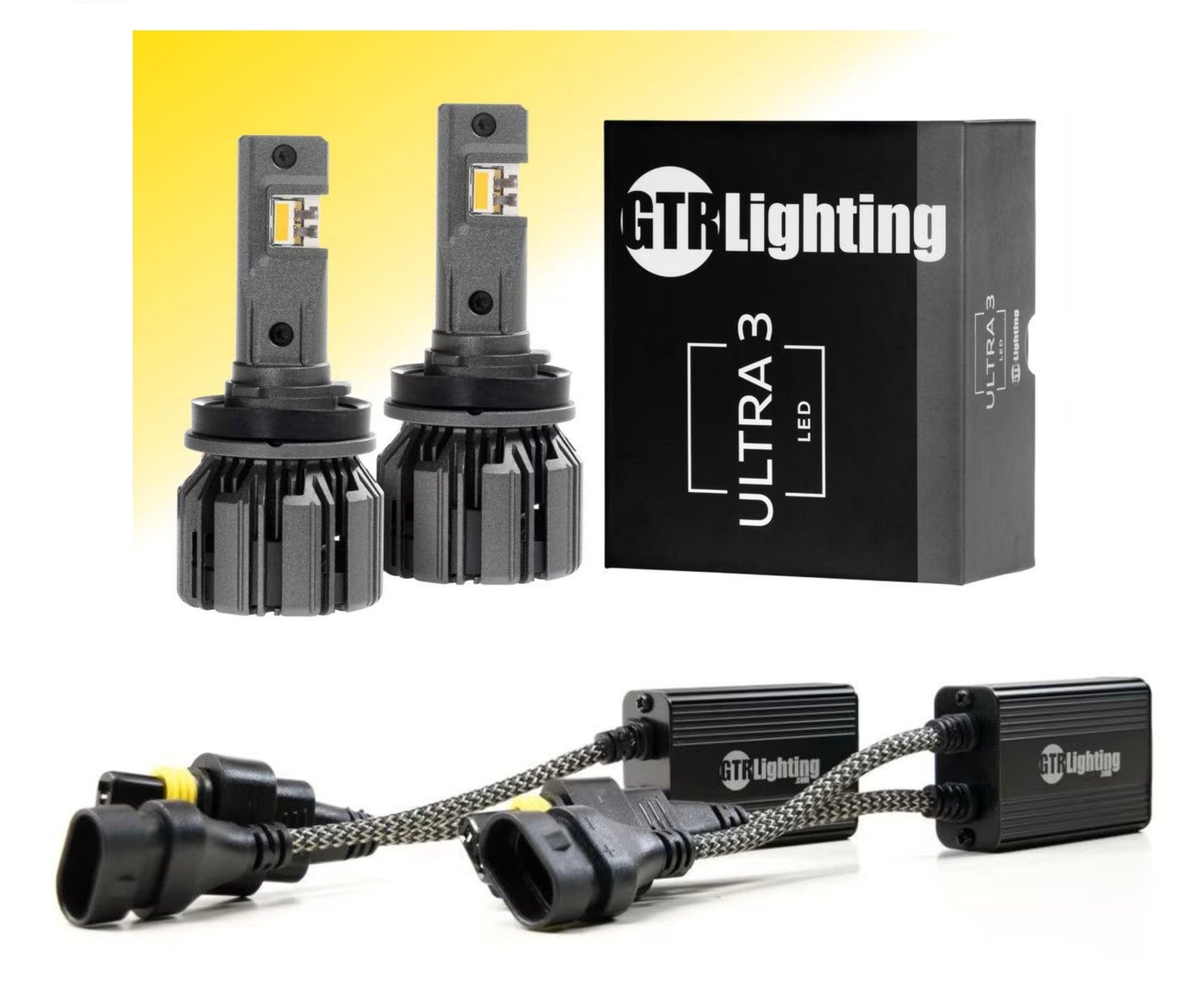 GTR Lighting Ultra 3.0 Yellow 9005/HB3 LED Bulb Pair 4100LM 3000K with ...